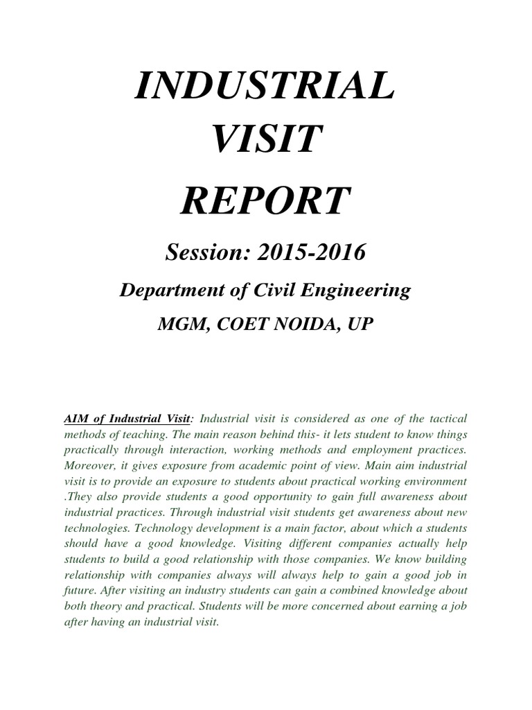 Industrial Visit Report - 2015-16 | PDF | Wastewater | Sewage Treatment