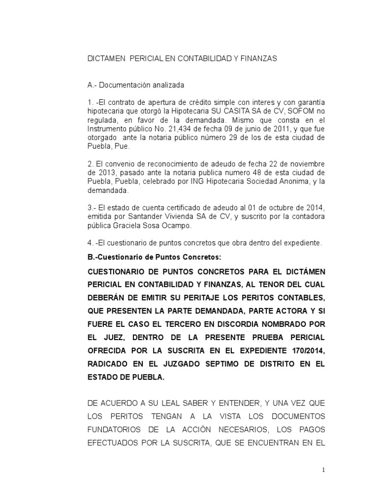 Dictámen Pericial En Contabilidad Y Finanzas Pdf Contabilidad Interés