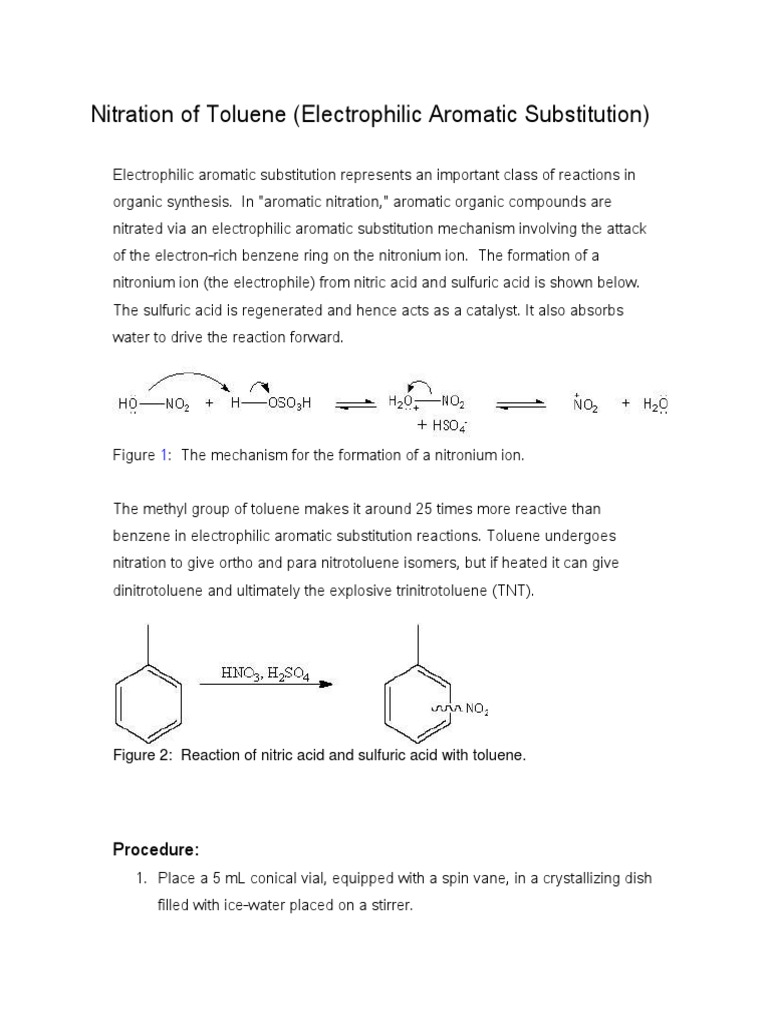 Electrophilic Aromatic Nitration of Toluene: A Procedure for the ...