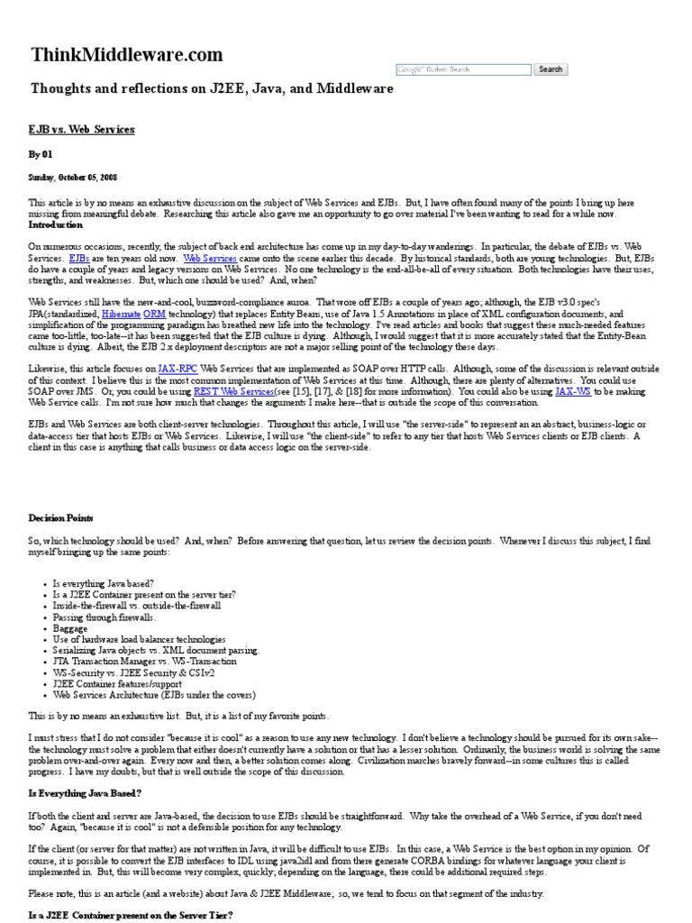 U - EJB Vs | PDF | Enterprise Java Beans | Software Architecture