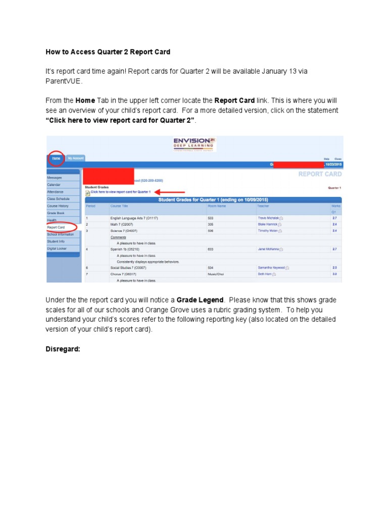 How To Access Quarter 2 Report Card | PDF