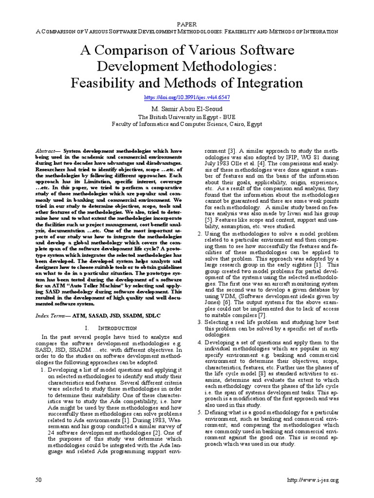 A Comparison of Various Software Development Methodologies: Feasibility ...