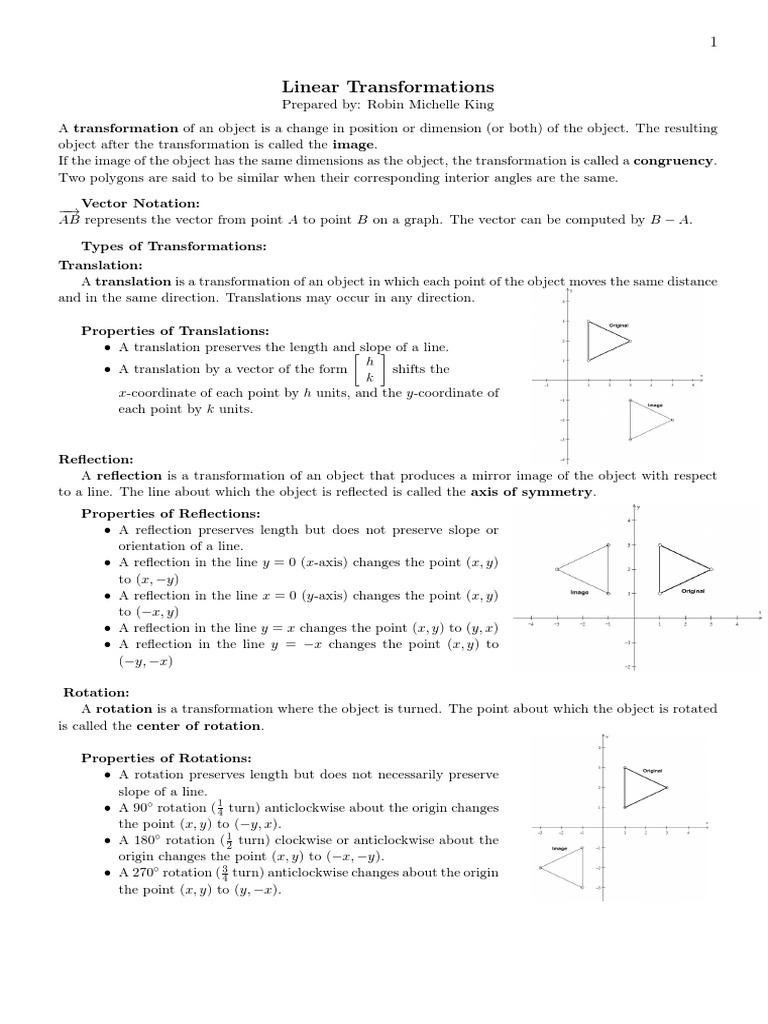 Lineartransformations Pdf Pdf Matrix Mathematics Cartesian Coordinate System