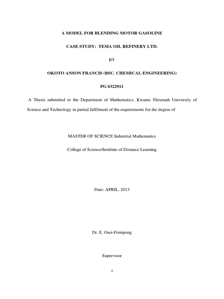 A Model For Blending Motor Gasoline PDF | PDF | Gasoline | Cracking ...
