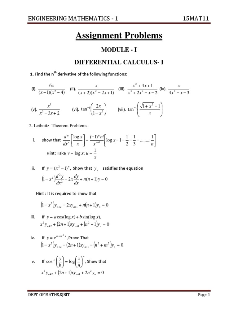 Civil I Engineering Mathematics I (15mat11) Assignment | PDF | Matrix ...