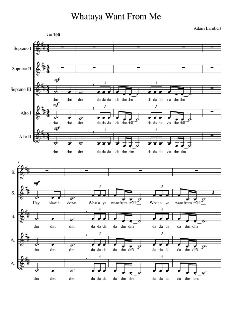 Whataya Want From Me - Adam Lambert SSSAA | PDF | Music Videos | Rock Songs