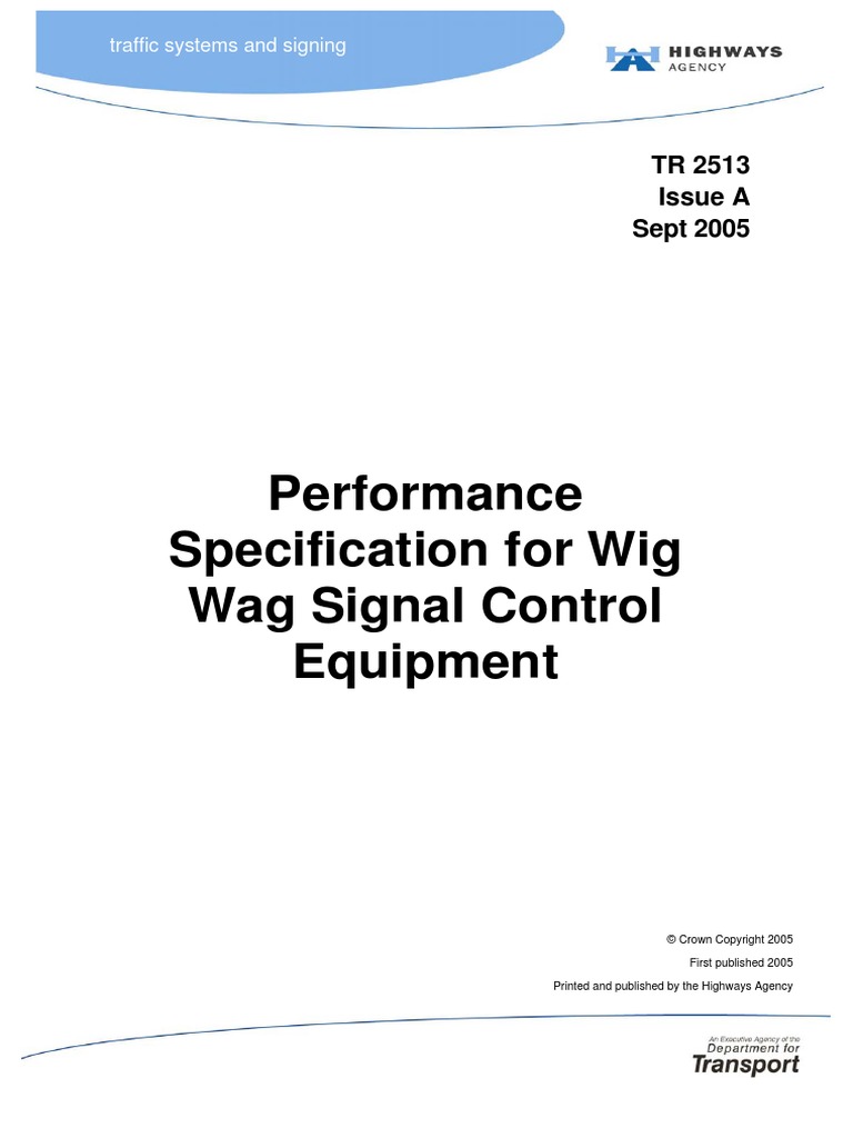 Performance Specification For Wig Wag Signal Control Equipment | PDF ...