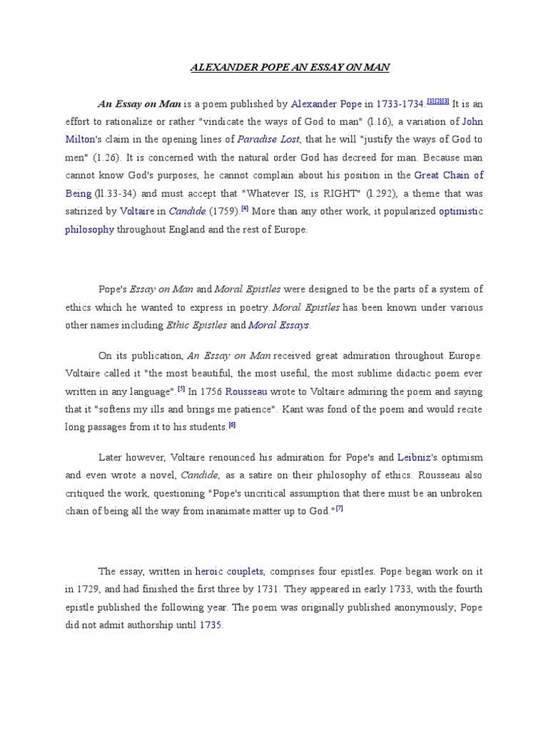 Alexander Pope An Essay On Man | PDF | Poetry | Science