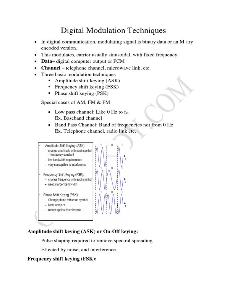 Digital Modulation Techeques | PDF | Modulation | Digital Signal