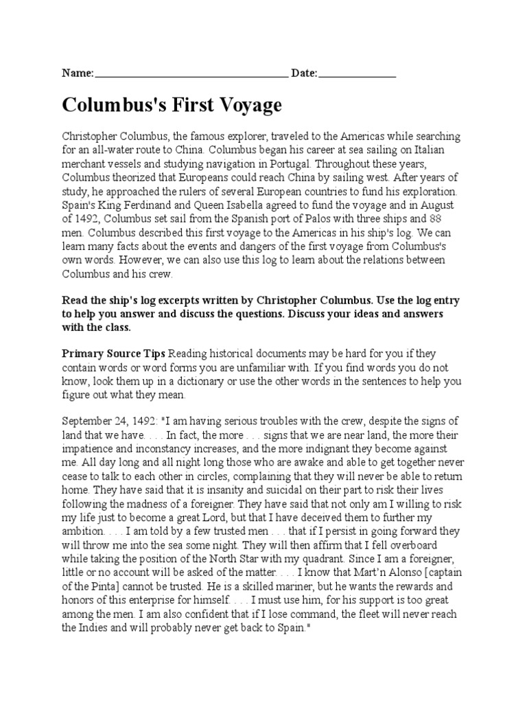 Columbus's First Voyage | PDF | Voyages Of Christopher Columbus | Christopher Columbus