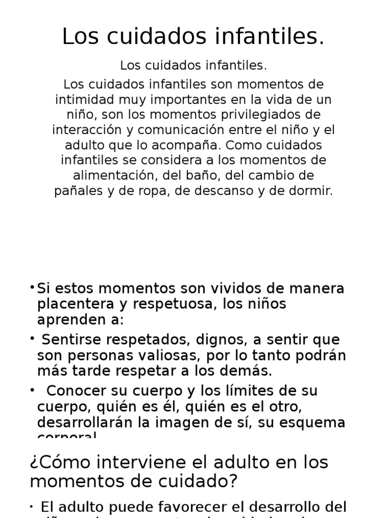 Cuidados Infantiles y Desarrollo Temprano | PDF | Adultos | Jardín de ...