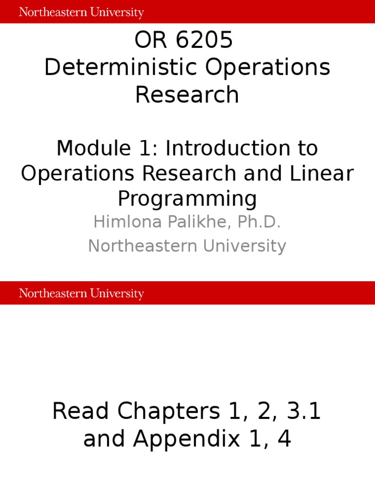 OR 6205 Deterministic Operations Research: Module 1: Introduction To ...