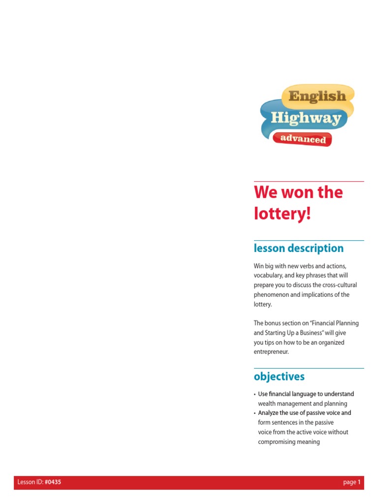 We Won The Lottery!: Lesson Description | PDF | Lottery | Verb