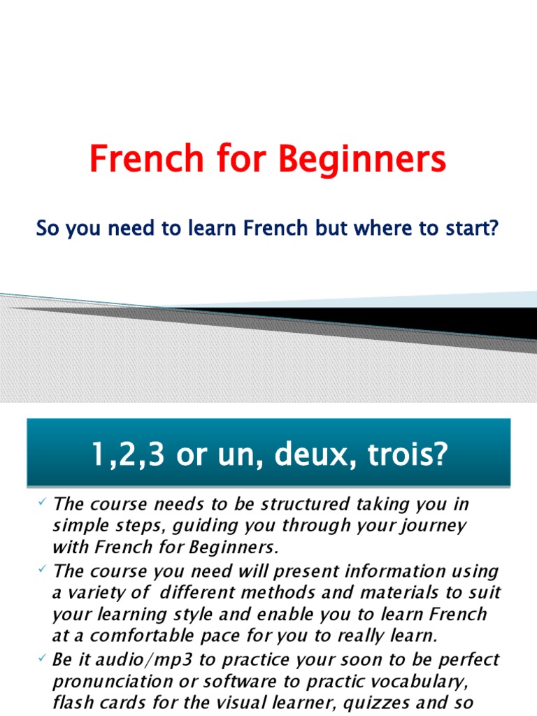 French For Beginners: So You Need To Learn French But Where To Start? | PDF