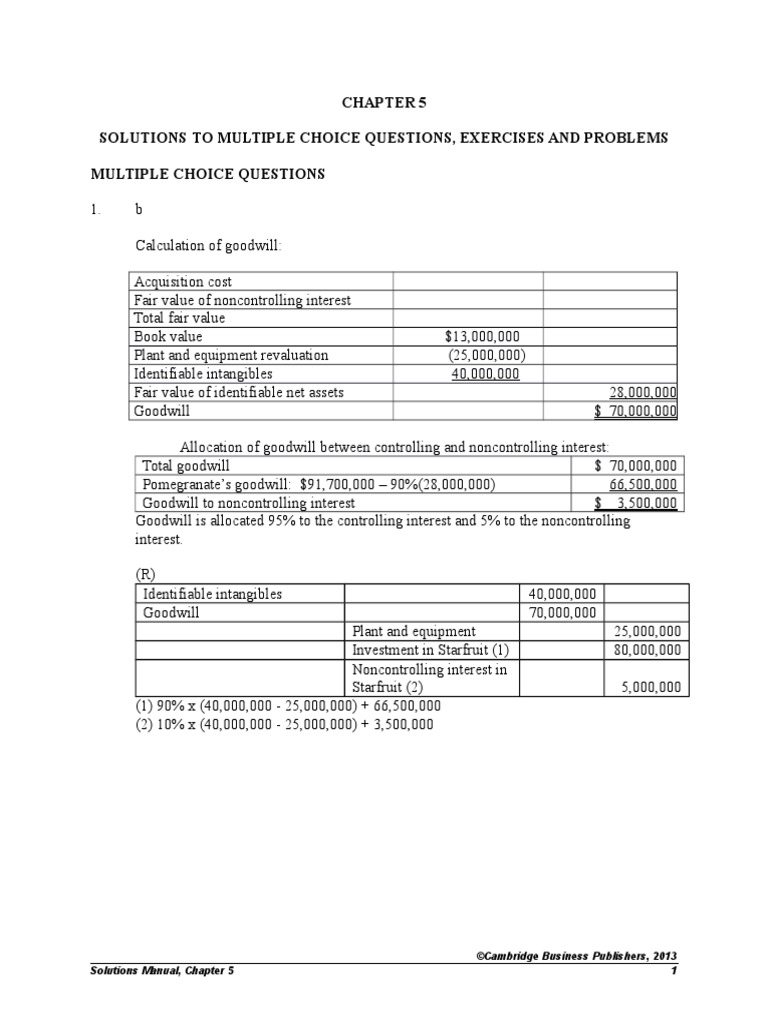CH 5 HW Solutions-1 | PDF | Goodwill (Accounting) | Book Value
