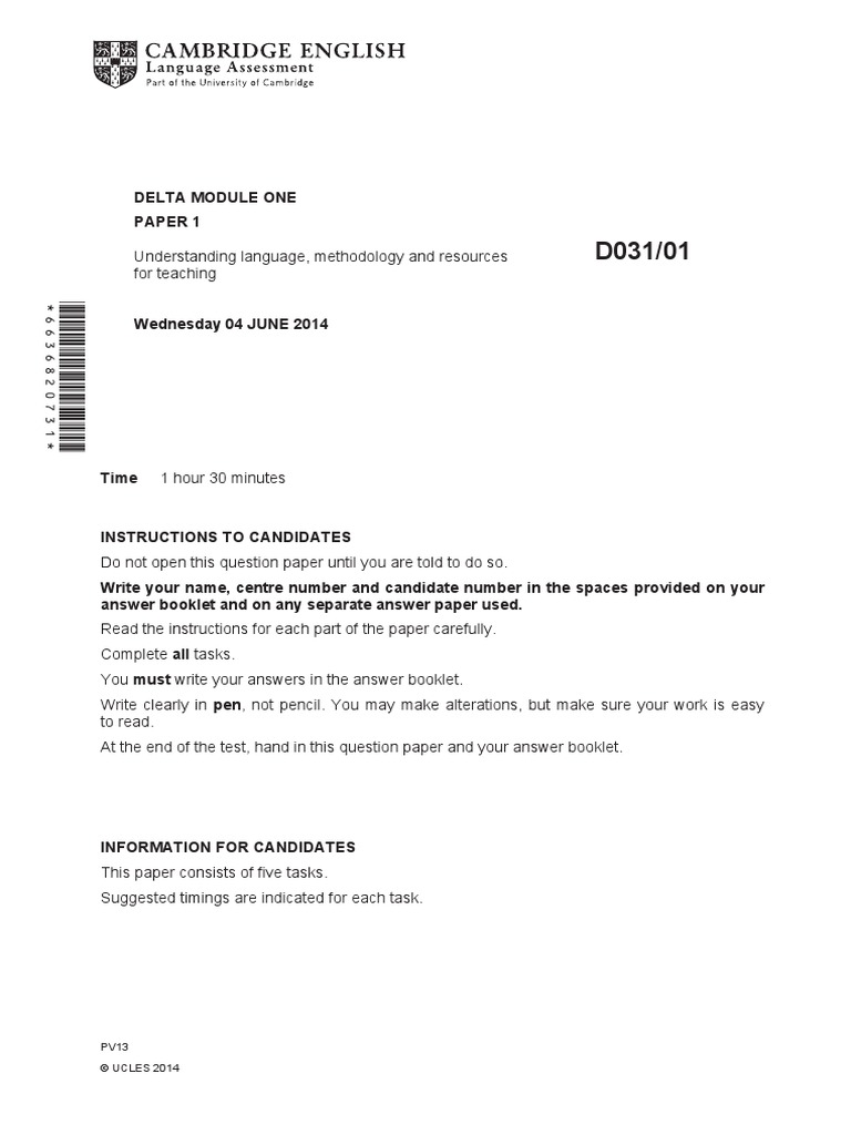 Delta Module One June 2014 Paper 1 PDF | PDF