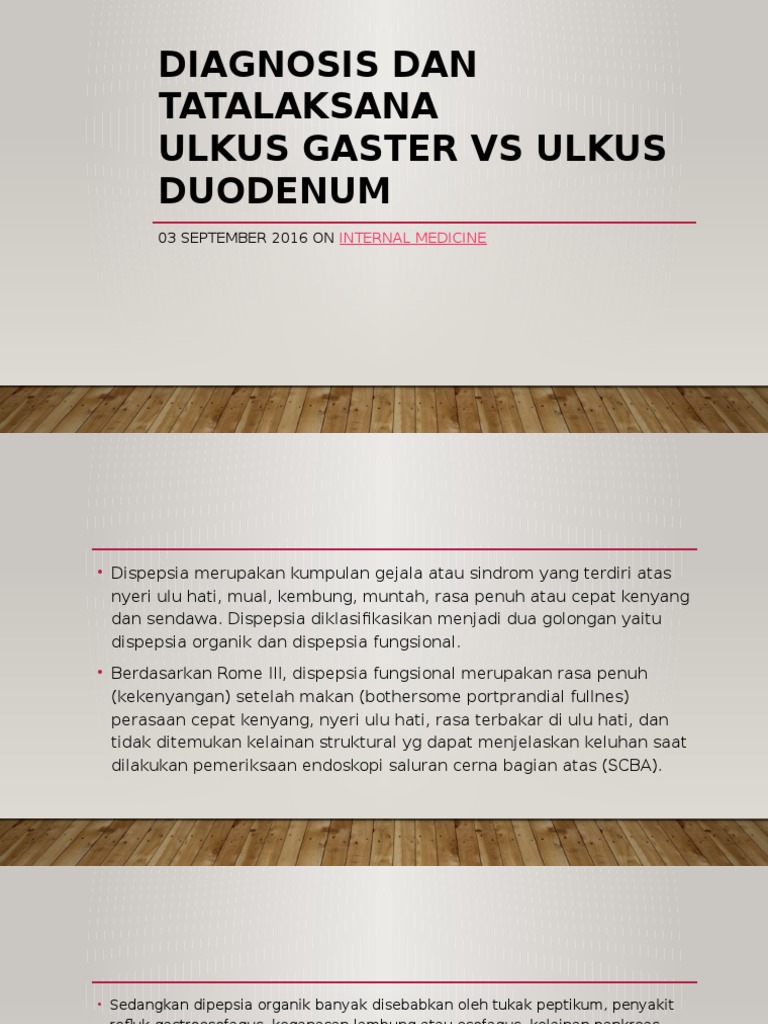 Diagnosis Dan Tatalaksana Ulkus Gaster Vs Ulkus Duodenum | PDF