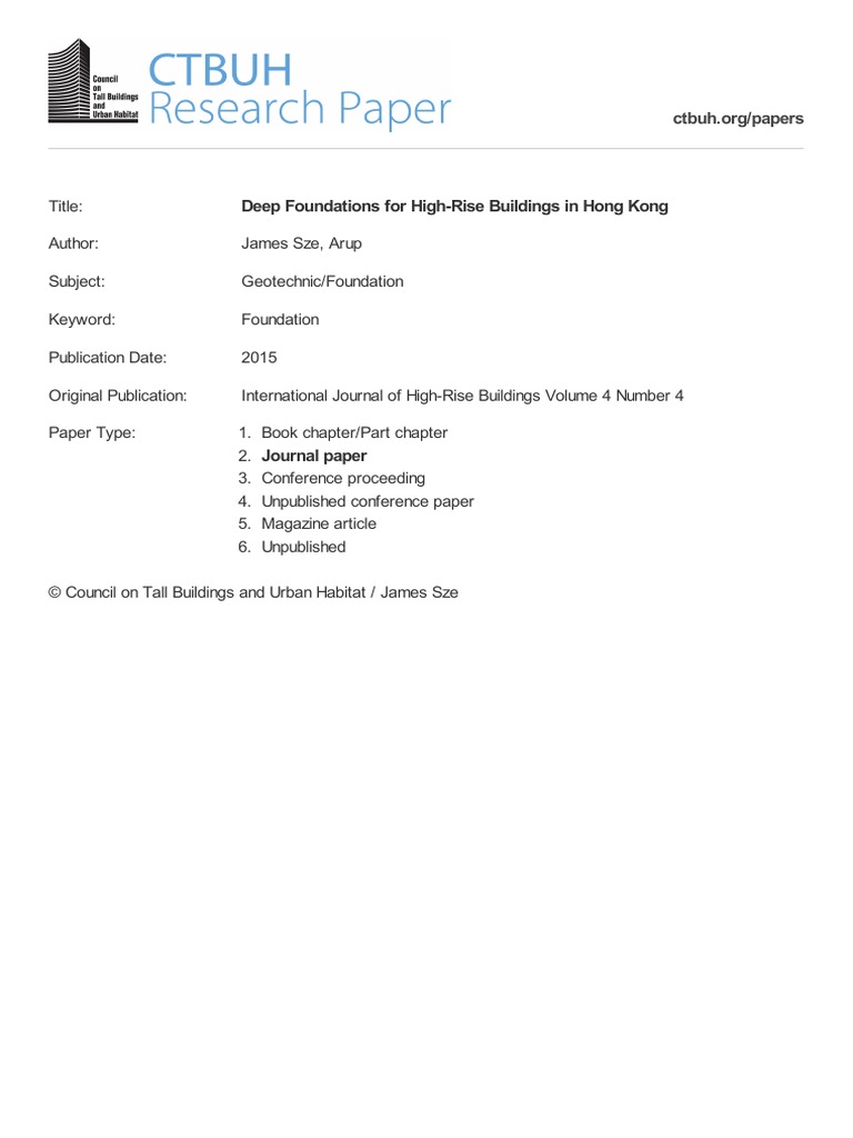 2625 Deep Foundations For High Rise Buildings in Hong Kong | PDF | Deep ...