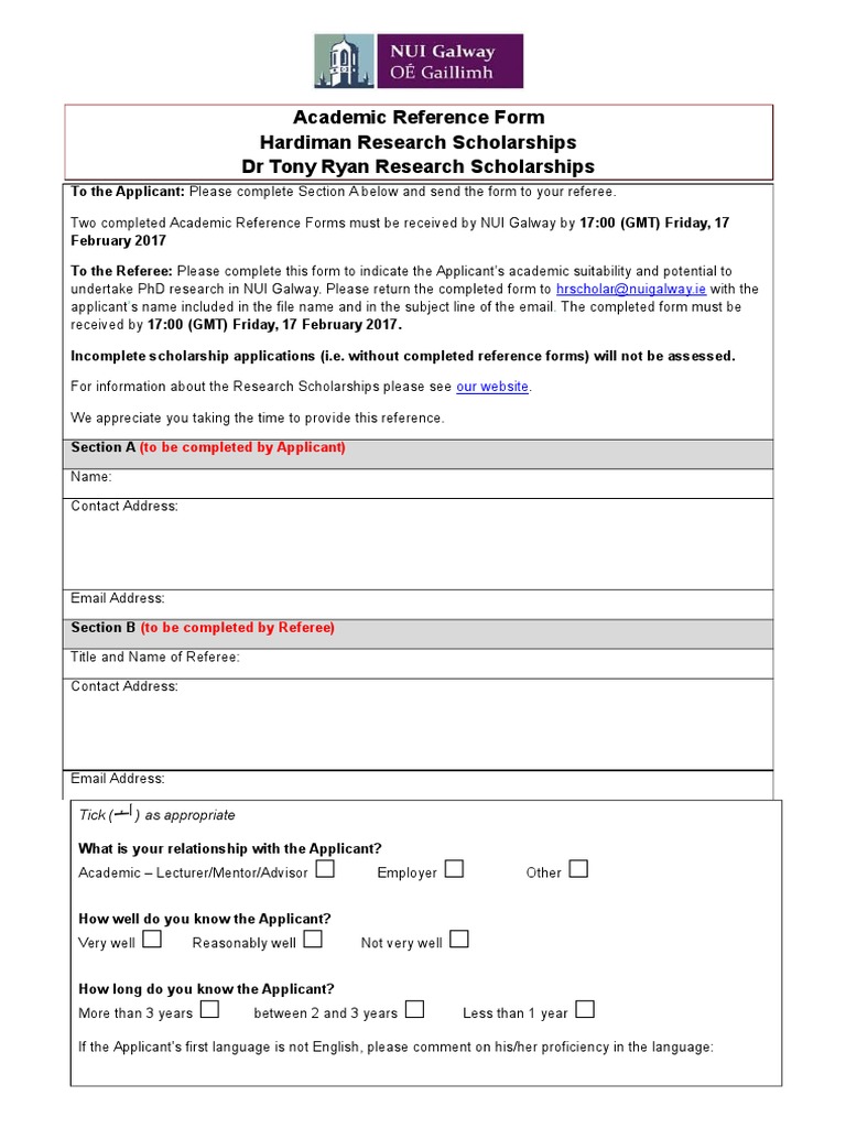 Academic Reference Form 2017