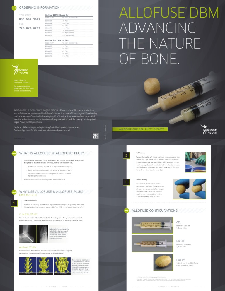 Advancing The Nature of Bone.: Allofuse DBM | PDF | Bone | Health Sciences