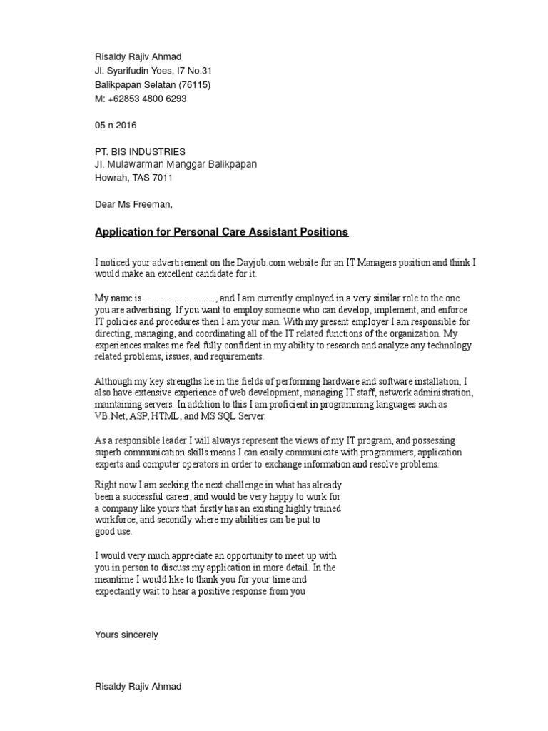 Sample Application Letters | PDF