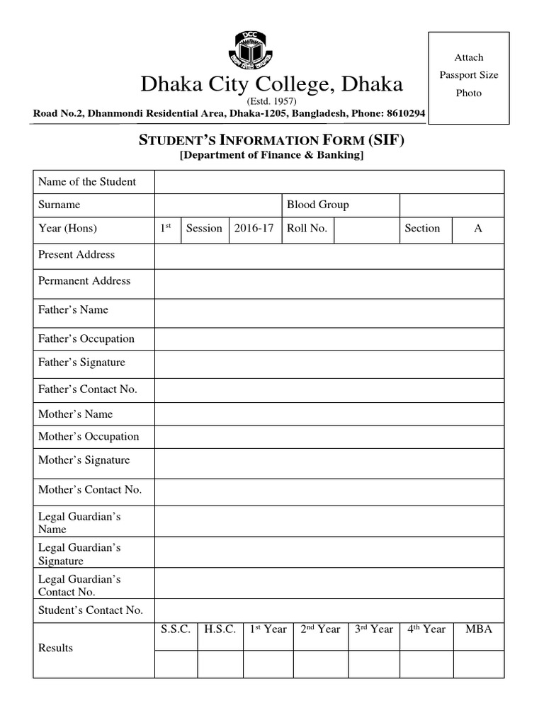 Student Information Form-SIF | PDF