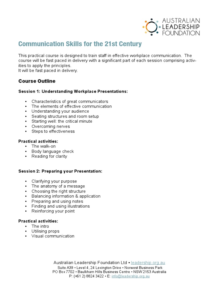 Communication Skills For The 21st Century | PDF