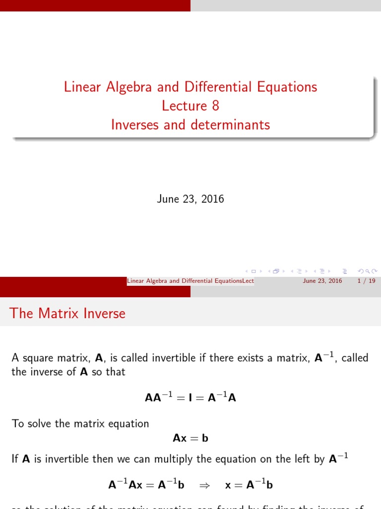 LADE8 Inverses and Determinants | PDF | Determinant | Matrix (Mathematics)