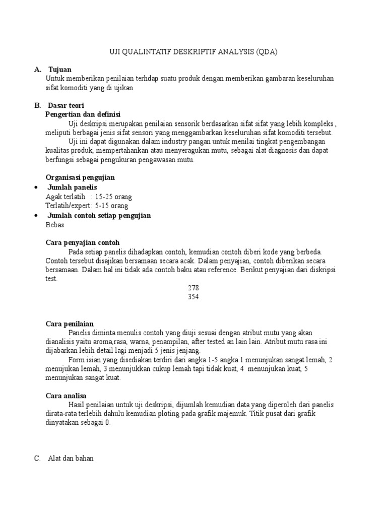 Uji Deskriptif Kualitas Teh QDA | PDF