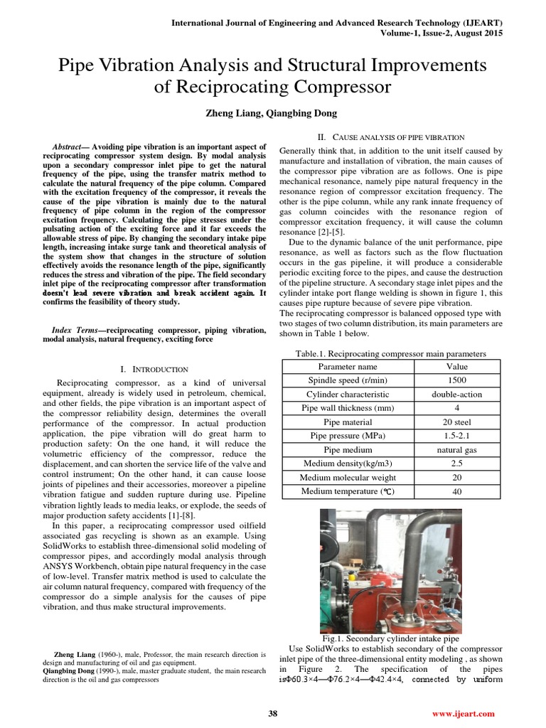 Pipe Vibration Analysis and Structural Improvements of RC | PDF ...