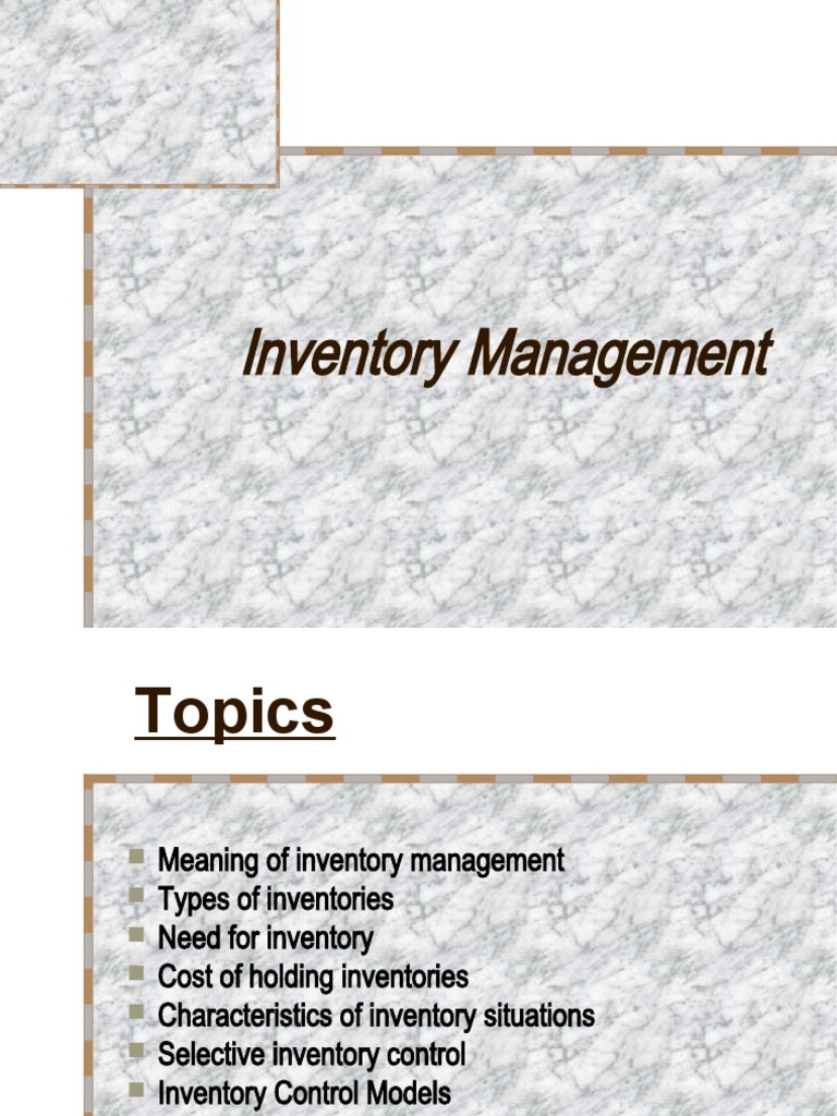 Inventory Management | PDF | Inventory | Business Economics