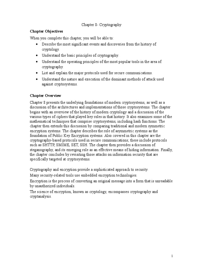 Chapter Objectives | PDF | Cryptography | Public Key Cryptography