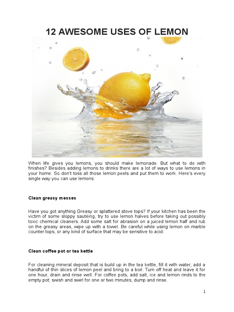 12 Awesome Uses of Lemon | PDF | Lemon | Cookware And Bakeware