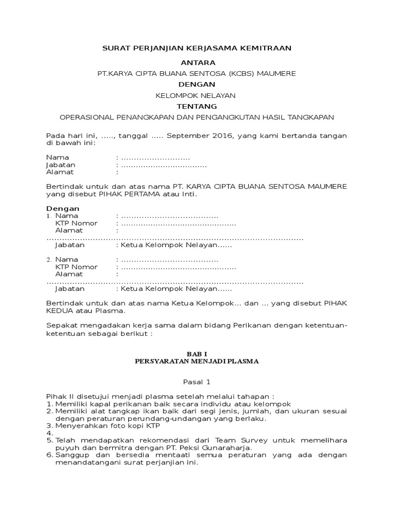 Surat Perjanjian Kemitraan Pdf