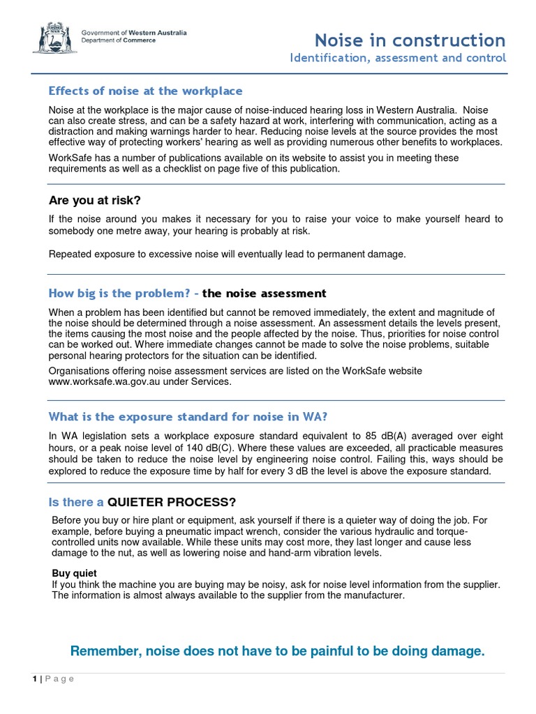 Construction Noise Management Guide | PDF | Noise | Hearing Loss