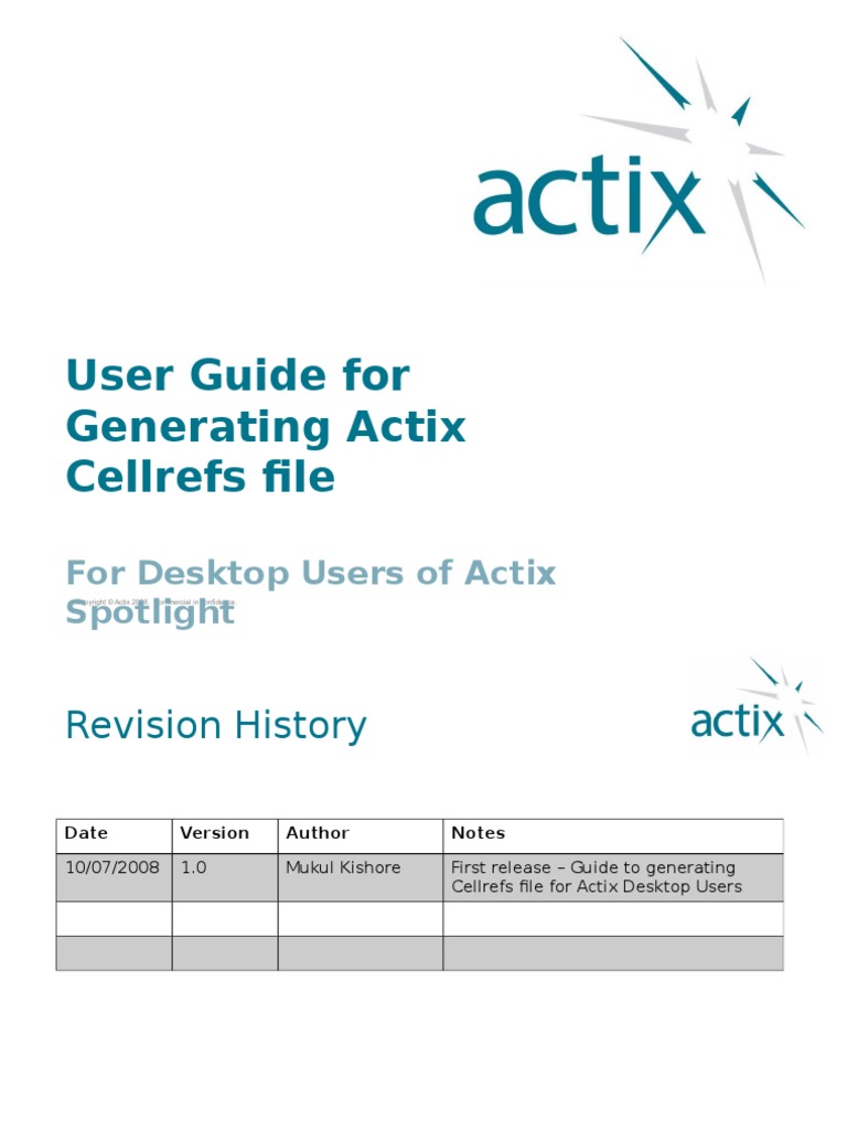 User Guide For Generating Actix Cellrefs | PDF | Comma Separated Values | Computer File
