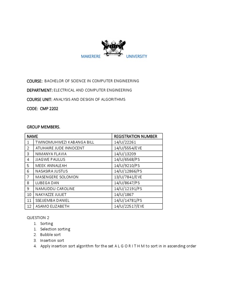 Algorithm Assignment 1 Group 2 Pdf Array Data Structure Computer Data