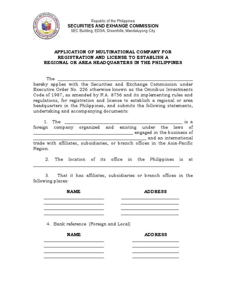 Securities and Exhange Commission: Republic of The Philippines SEC ...