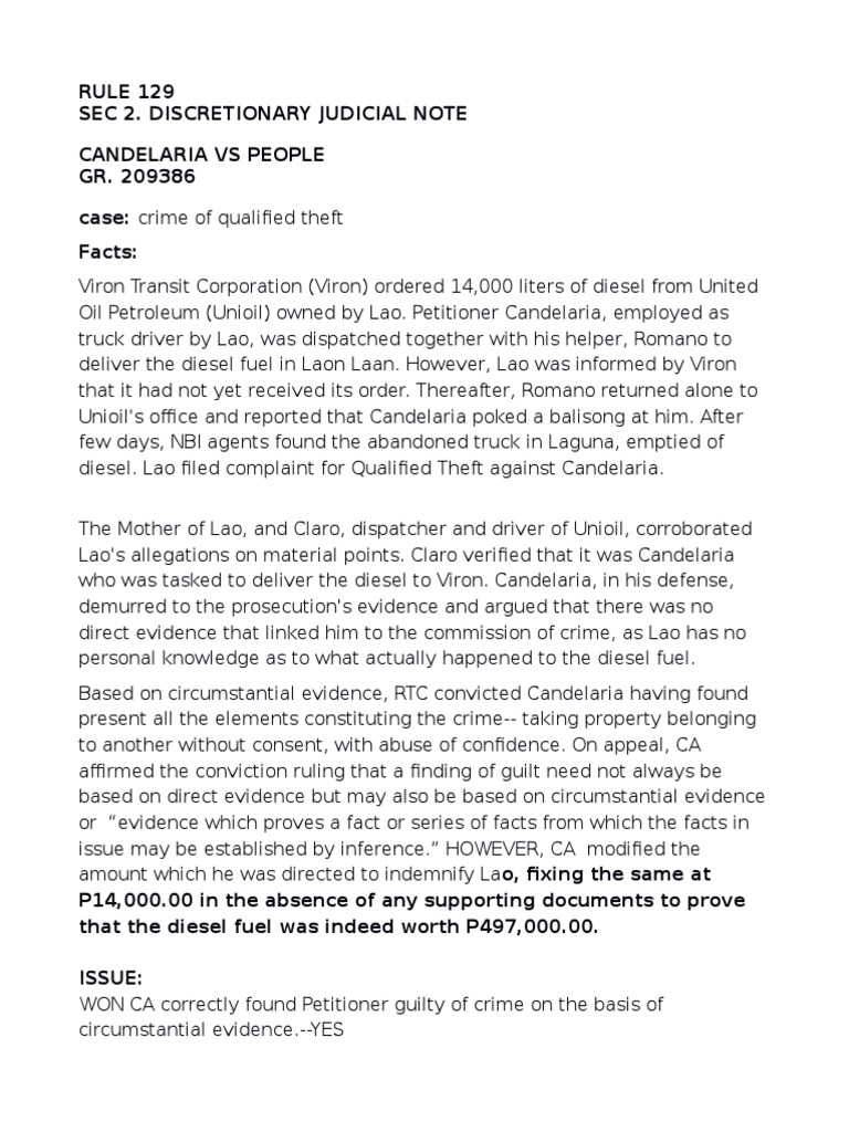 RULE 129 Sec 2. Discretionary Judicial Note Candelaria Vs People GR ...