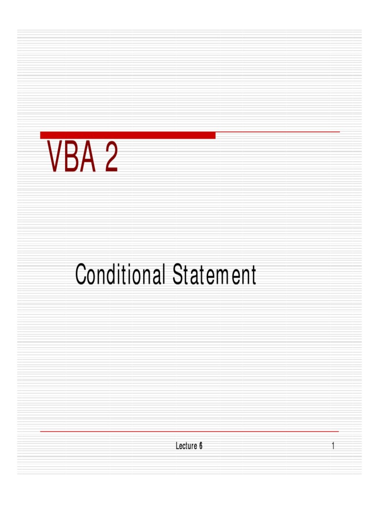 Vba Conditional Statements And Loops For Beginners Pdf Array Data Type Software Development