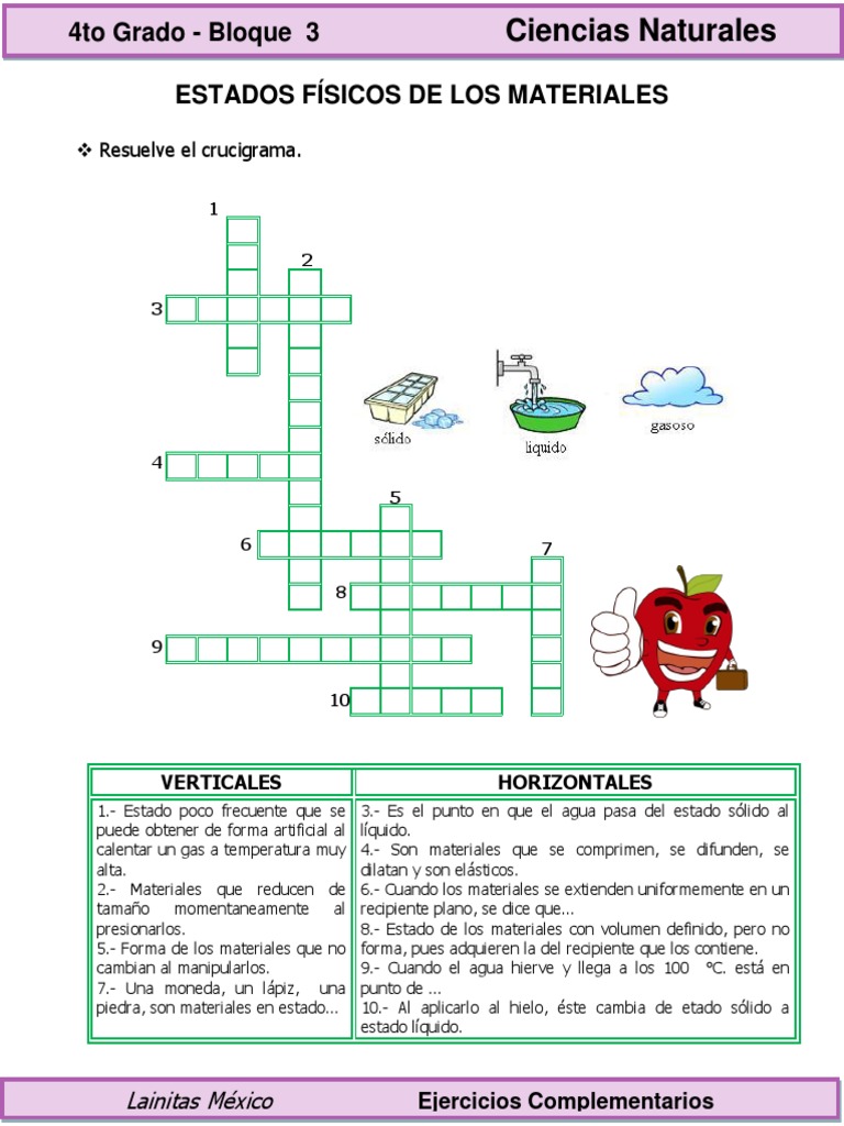 4to Grado - Ciencias - Estados Físicos de Los Materiales