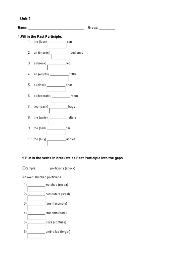 1 1 Past Participles Exercises | PDF