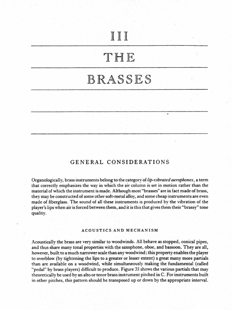 III. The Brasses - Handbook of Instrumentation by Andres Stiller | PDF