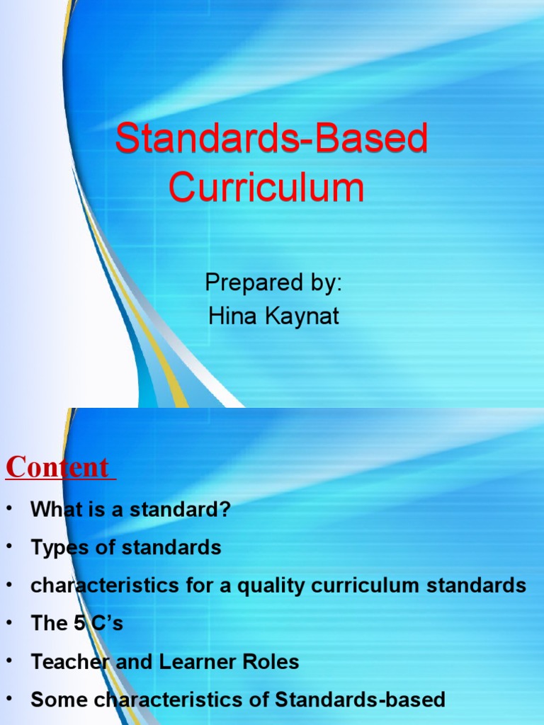 Understanding Standards-Based Curriculum | PDF | Curriculum ...