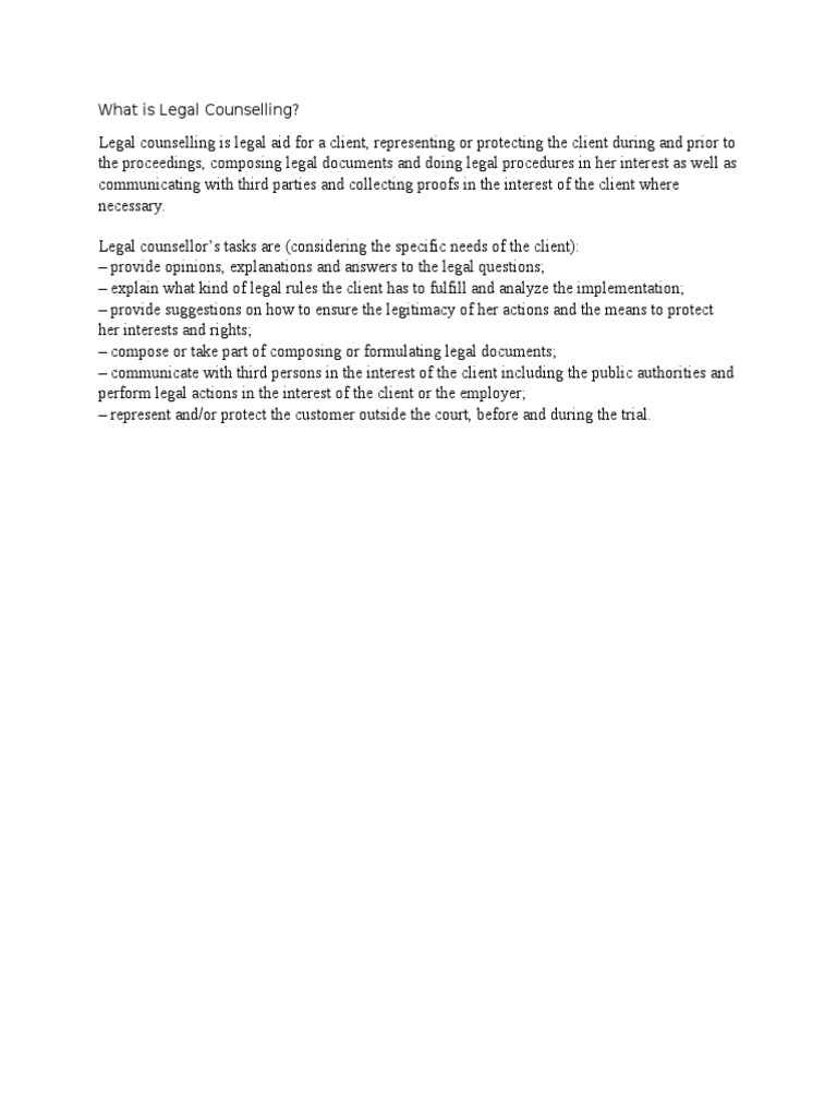 Explaining the Essential Role of Legal Counseling: Providing Guidance ...