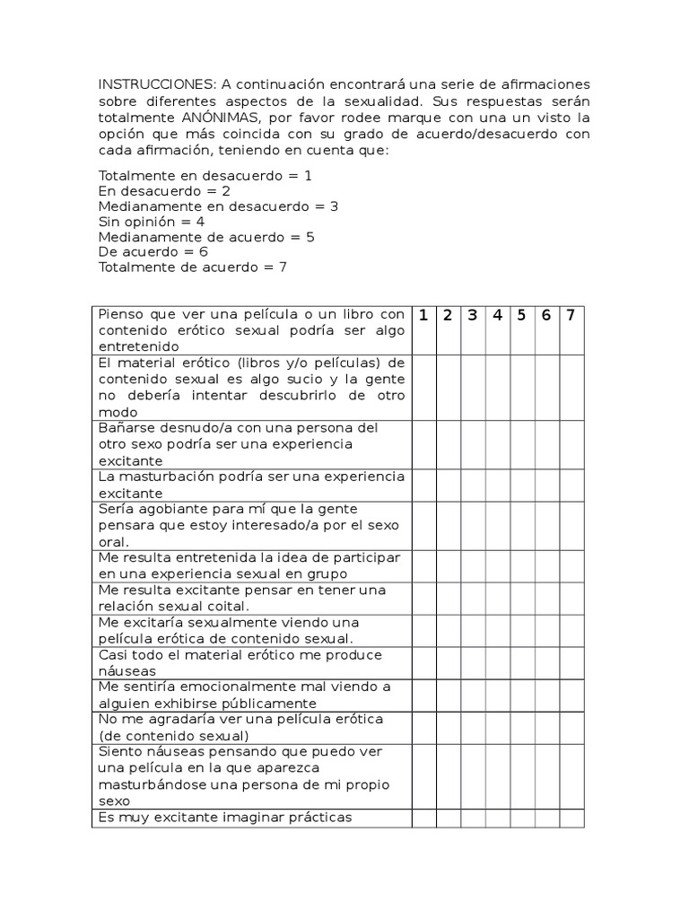 Escalas de Sexualidad | Relaciones sexuales | Erotismo