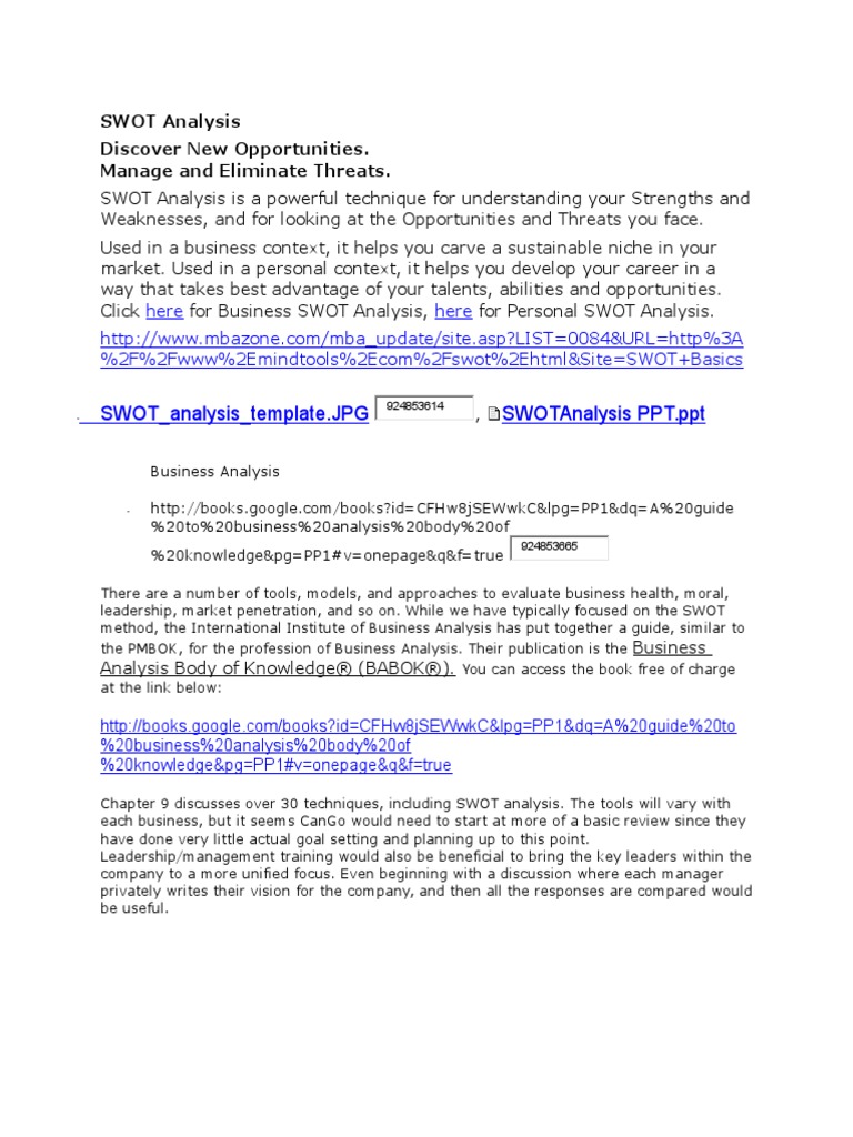 SWOT Analysis | PDF