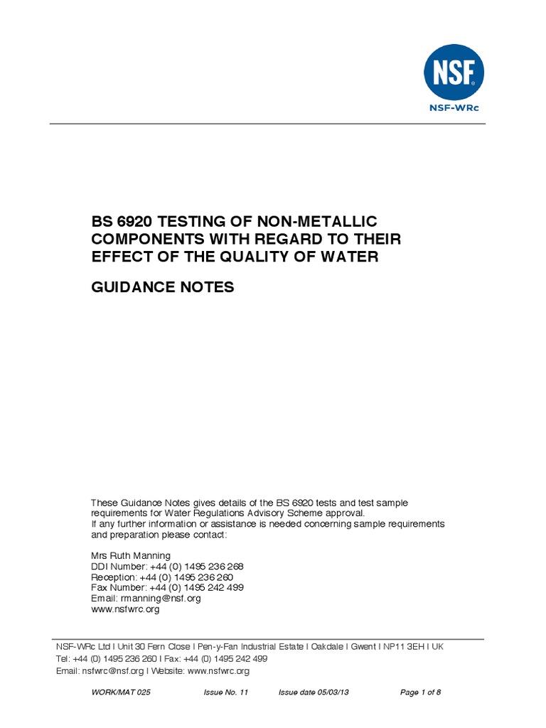 BS 6920 Guidance Notes | PDF | Pipe (Fluid Conveyance) | Paint
