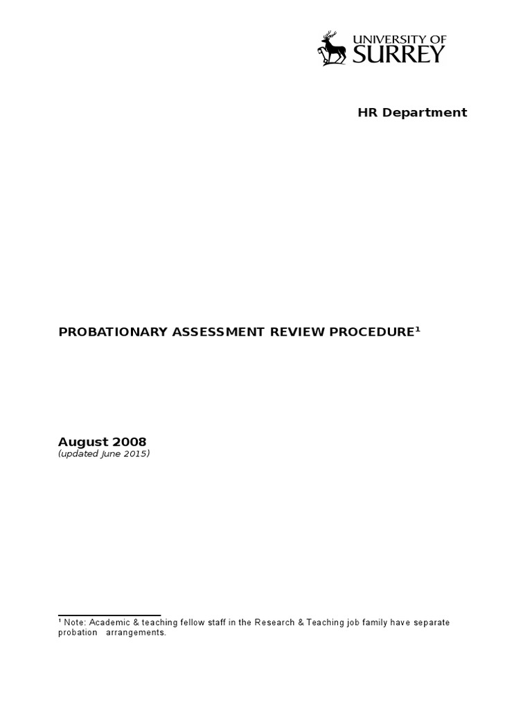 HR Probation Assessment Review Procedure | PDF | Performance Appraisal ...