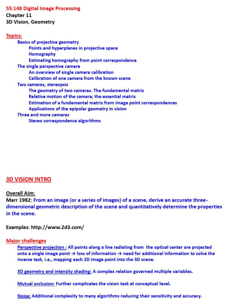 3D Vision Geometry | Download Free PDF | Projective Geometry | Plane ...